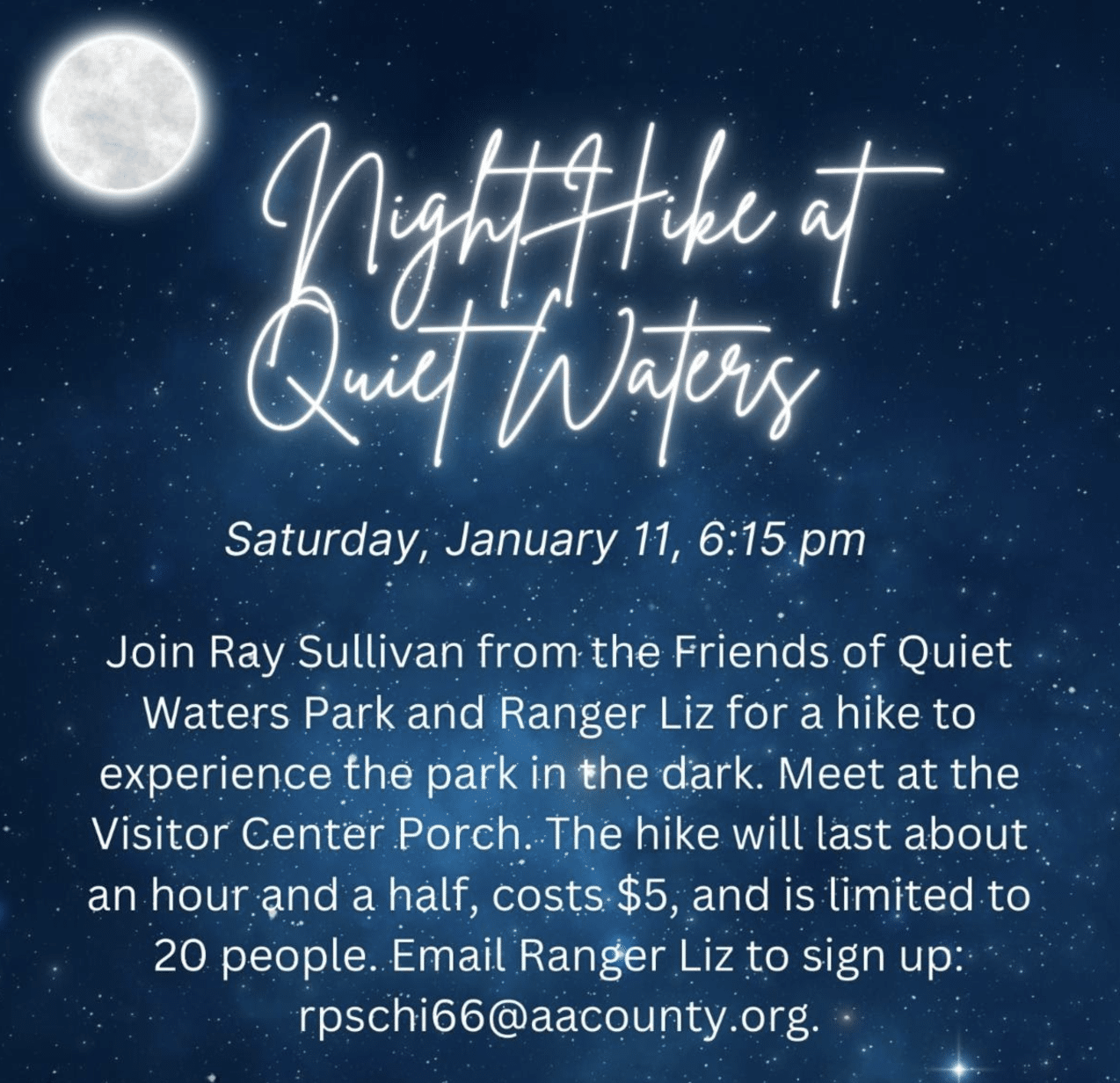 Night Hike at Quiet Waters